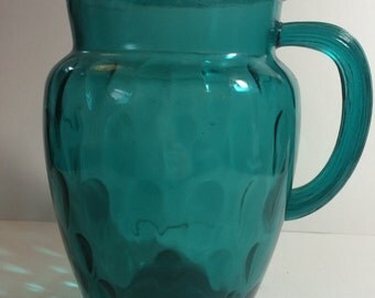 Blue glass pitcher | Etsy