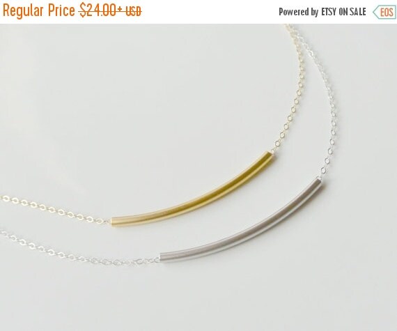 Tube Necklace SILVER or GOLD Curved by SilverLotusDesigns on Etsy