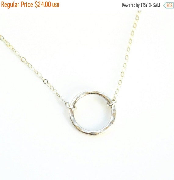 Silver Circle Necklace Dainty Layering by SilverLotusDesigns