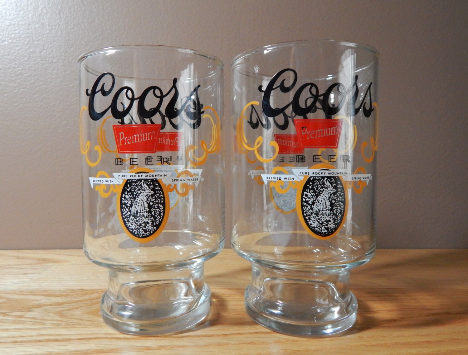 Vintage Coors Premium Beer Glass Set Of Two