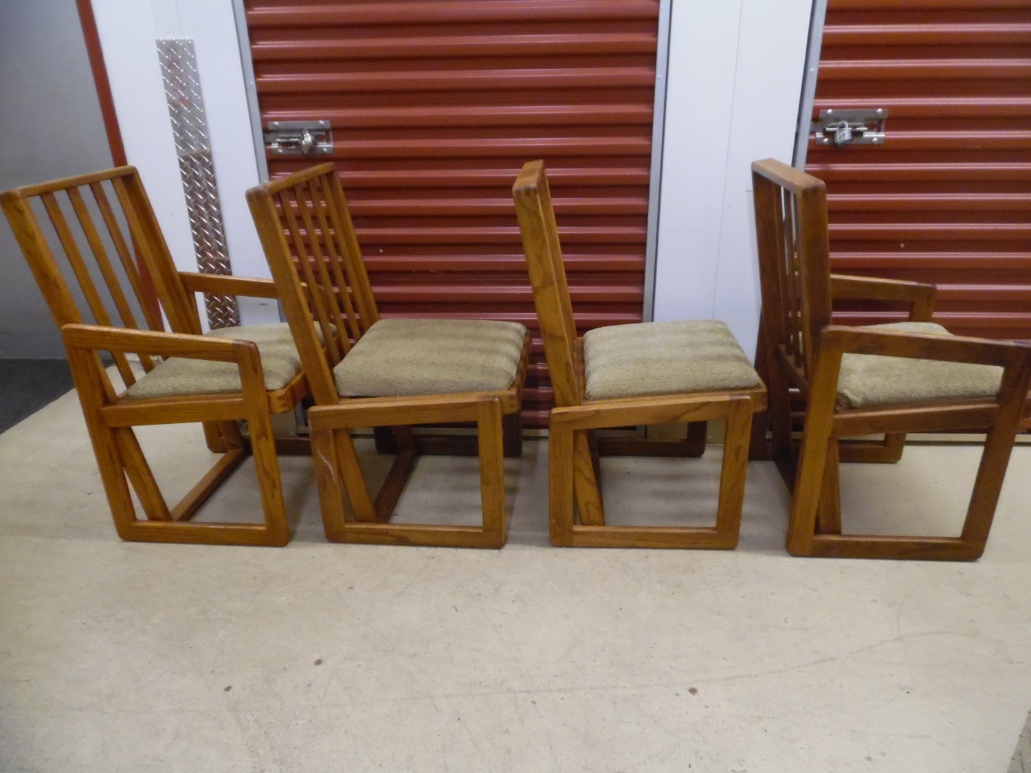 CUBIST MODERN CHAIRS / Set Of 4 Glenn Of California Solid Wood Dining ...