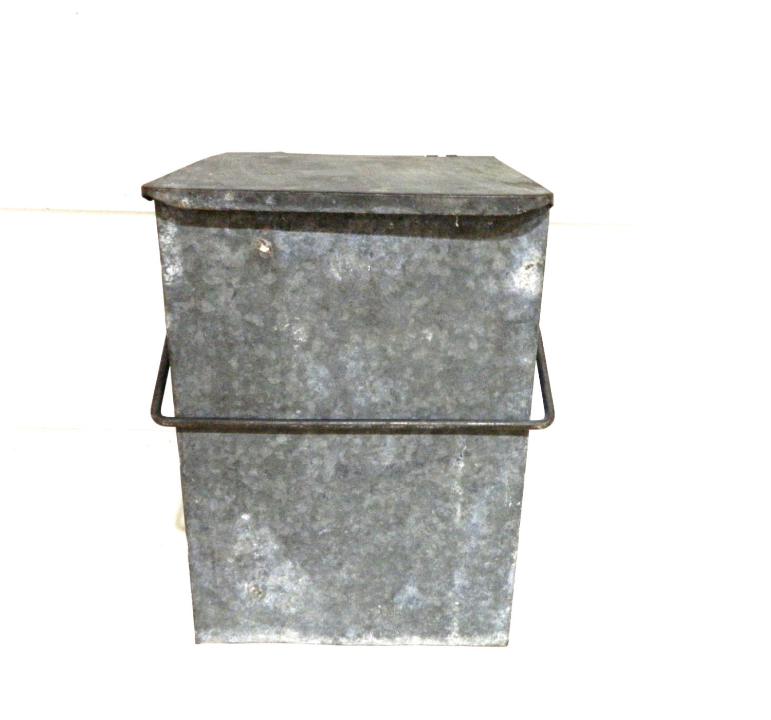 Vintage Milk Box Galvanized with Lid