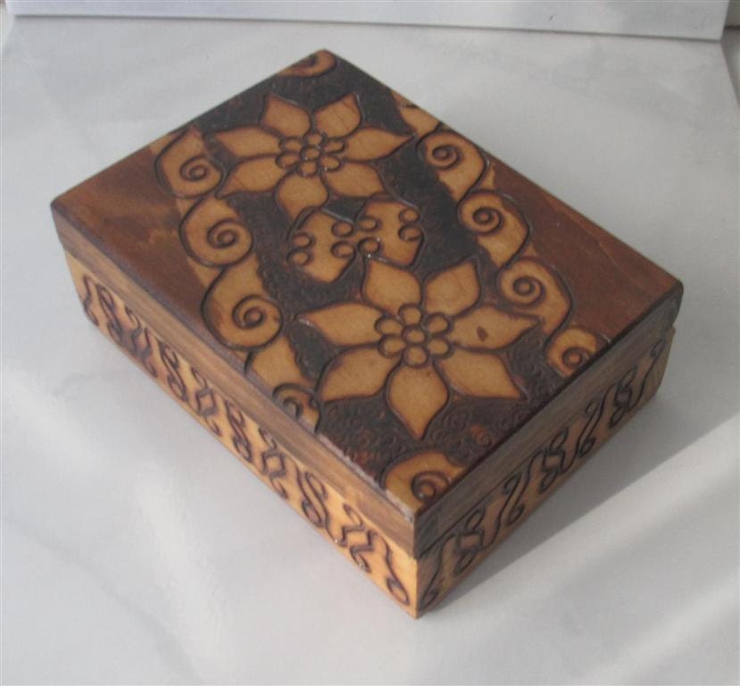 Flower Power – Hand Carved, Wooden Polish Hinged Box, Folkloric, Floral ...