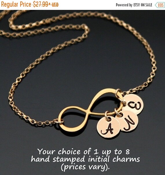 ON SALE Gold INFINITY Initial Necklace, Personalized Infinity Necklace ...