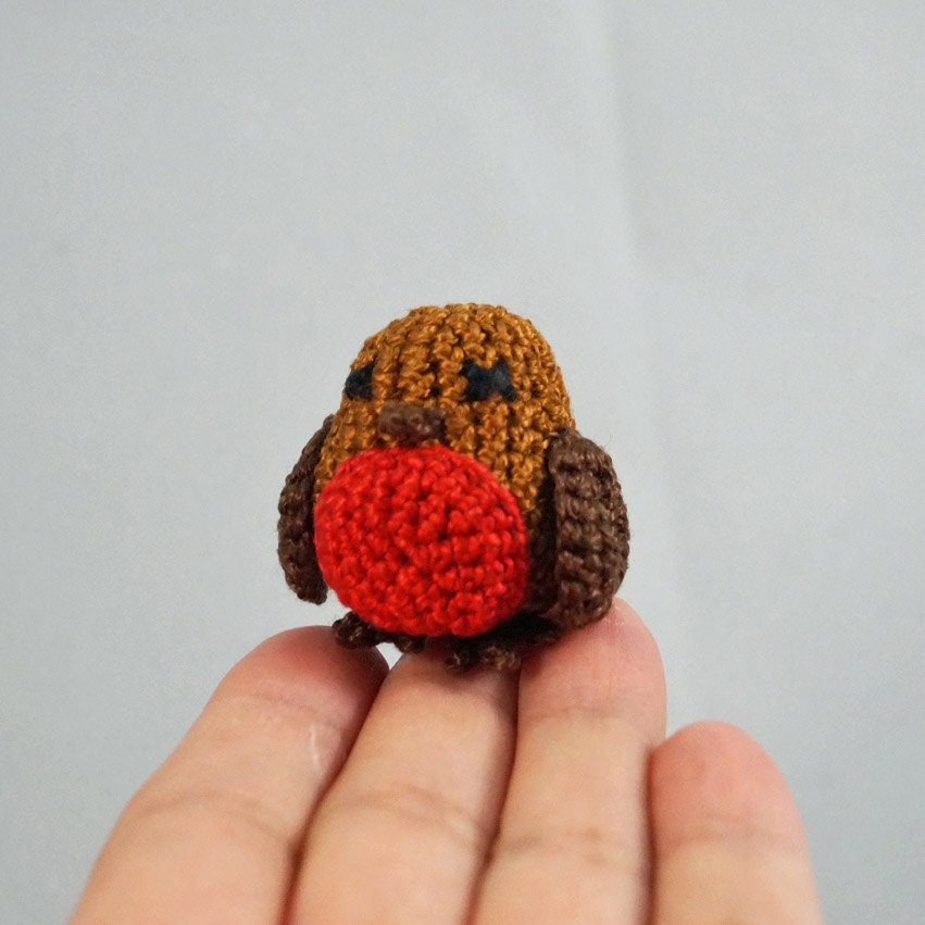 Mini Crocheted Robin by LottasArk on Etsy