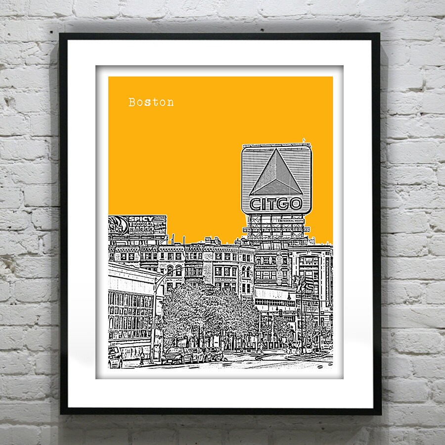 Boston Skyline Poster Art Print Kenmore Square Massachussetts