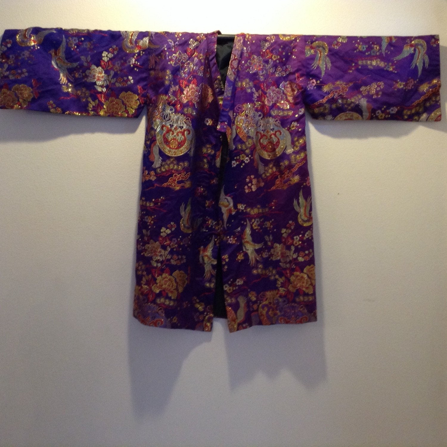 Vintage Asian Kimono Robe embroidered unisex