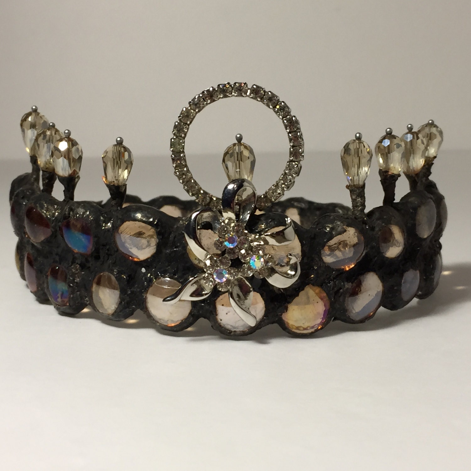 Decorative Soldered Glass Gem Crown Shabby Chic Crown Crown