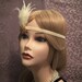 20's style flapper Leaf headband Gold Ivory Velvet Bead