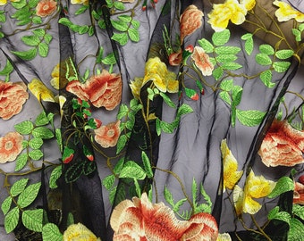 Embroidered chiffon | Etsy