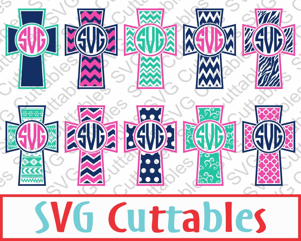 Cross Monogram Frame SVG EPS DXF Vector Digital Cut file