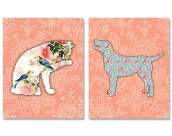 CLIP ART Watercolor Animal & Flora Pattern Silhouette Set. 17