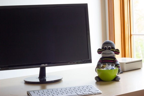 Sock monkey candy dish desk organizer cubicle decor