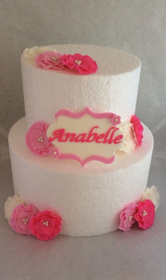 Fondant Name Plaque & Flowers 1 dozen