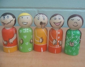 Wooden peg people | Etsy