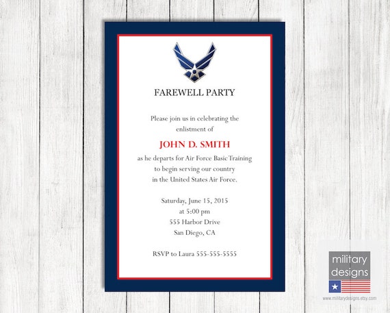 Air Force Farewell Invitation Printable US Air Force Farewell