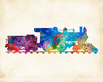Train watercolor | Etsy
