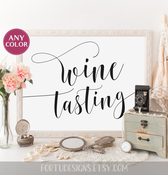 Wine tasting sign Wine tasting bridal shower Wine by FortuDesigns