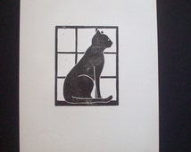 Unique cat block print related items | Etsy