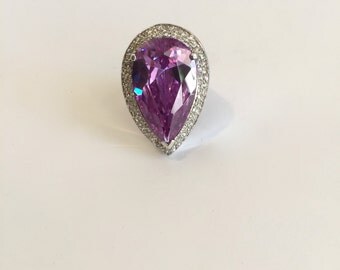 Pear pink stone ring | Etsy