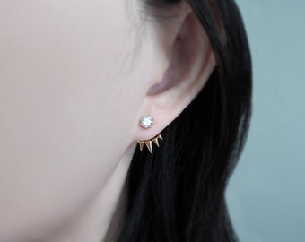 Crystal Ear Jacket Silver Spikes Earjacket Silver Ear