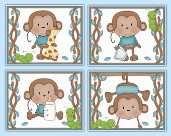 Monkey nursery art | Etsy