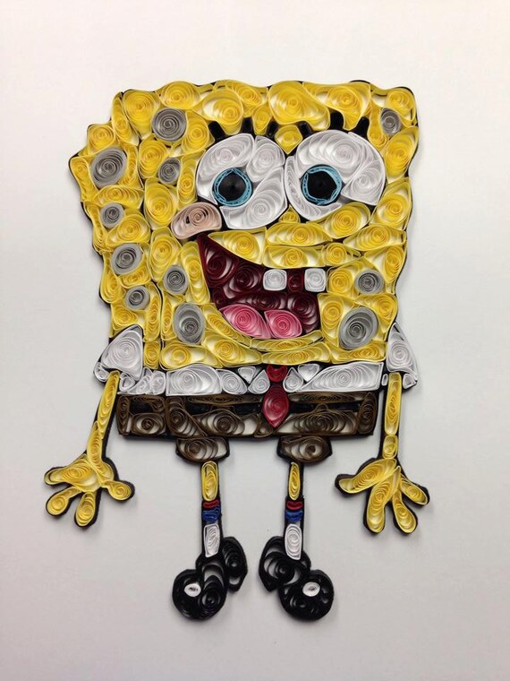 Items similar to Paper Quilling, Sponge Bob Square Pants, Framed Art ...