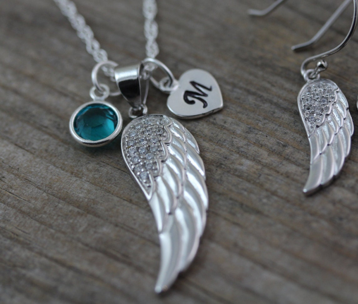 Sterling silver Angel Wing Necklace . Guardian Angel Wings