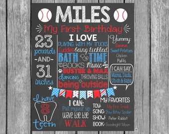 Items similar to First Birthday Baseball Party Printable Invitation on Etsy