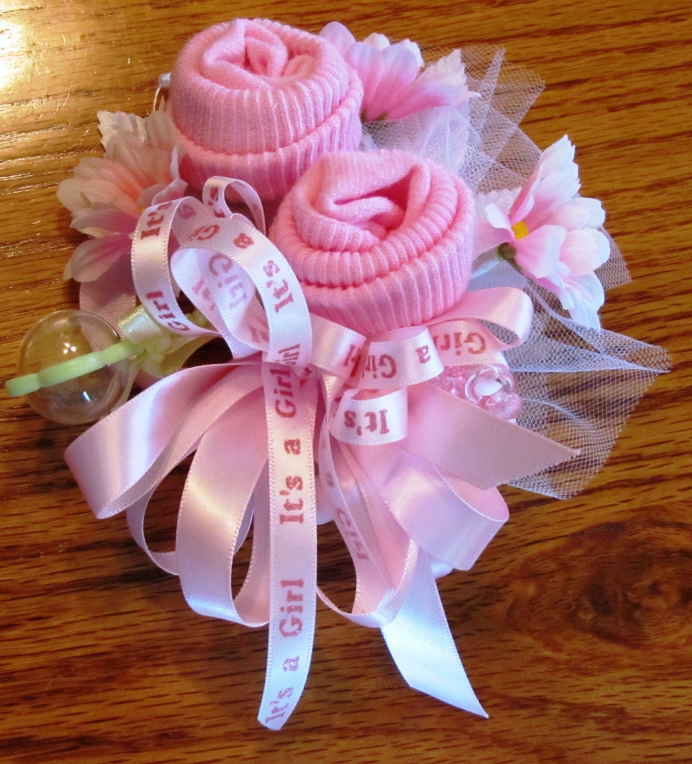 Baby Sock Corsage Handmade Baby Sock Shower Corsage Baby Shower Gift