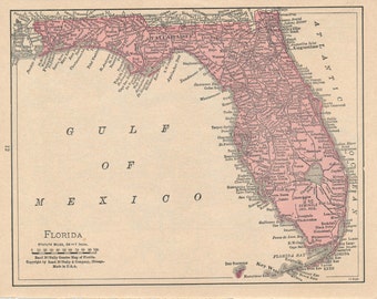 Old florida map | Etsy