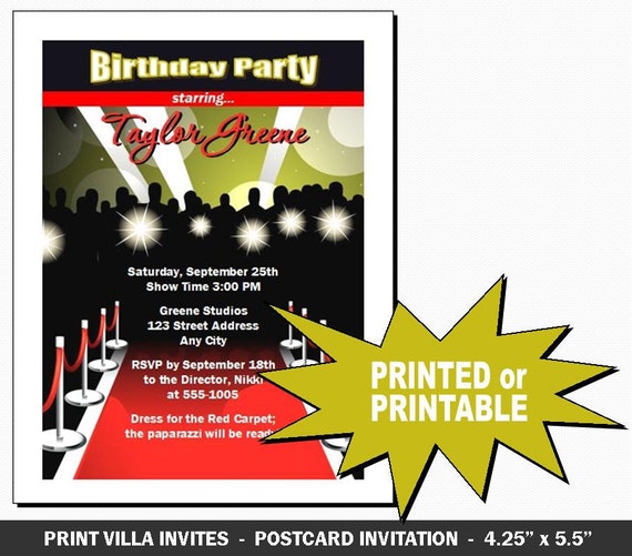 Red Carpet Paparazzi Birthday Party by PrintVillaInvites on Etsy