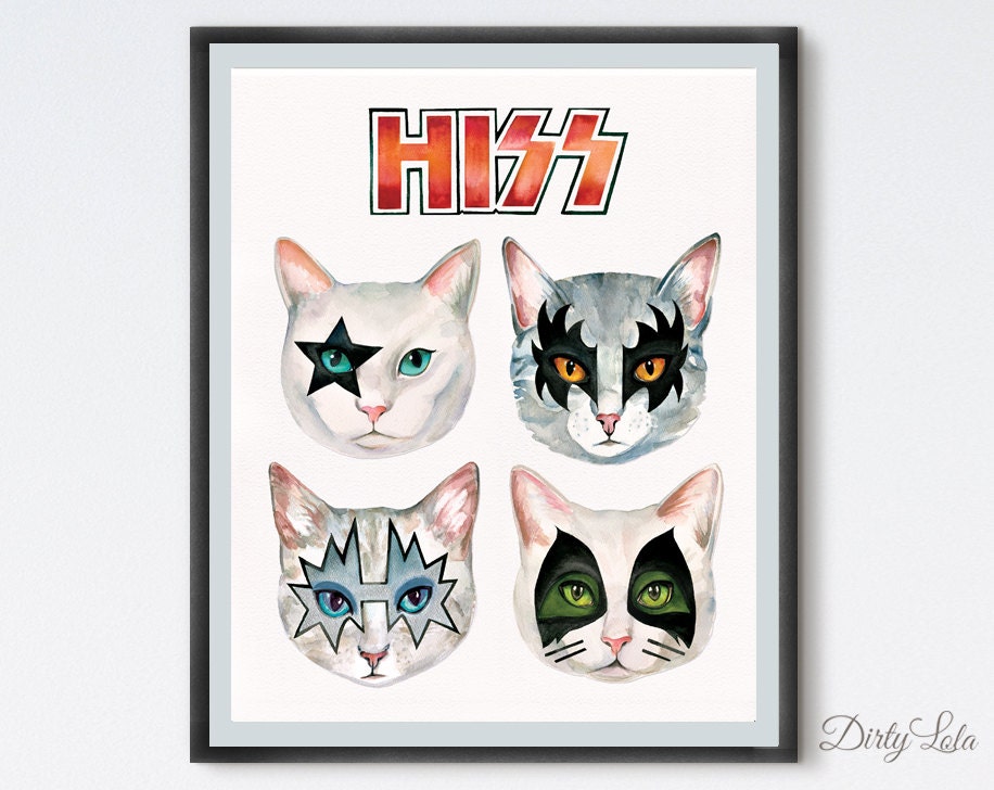 Hiss Cats Cat Portrait Illustration Art Print Cat Art