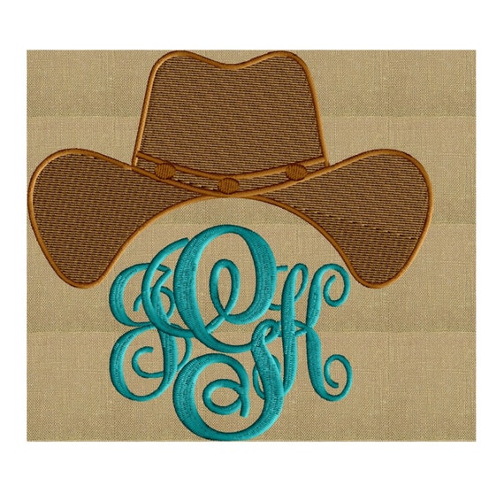 Cowboy Hat Font Frame Monogram Design Font not included