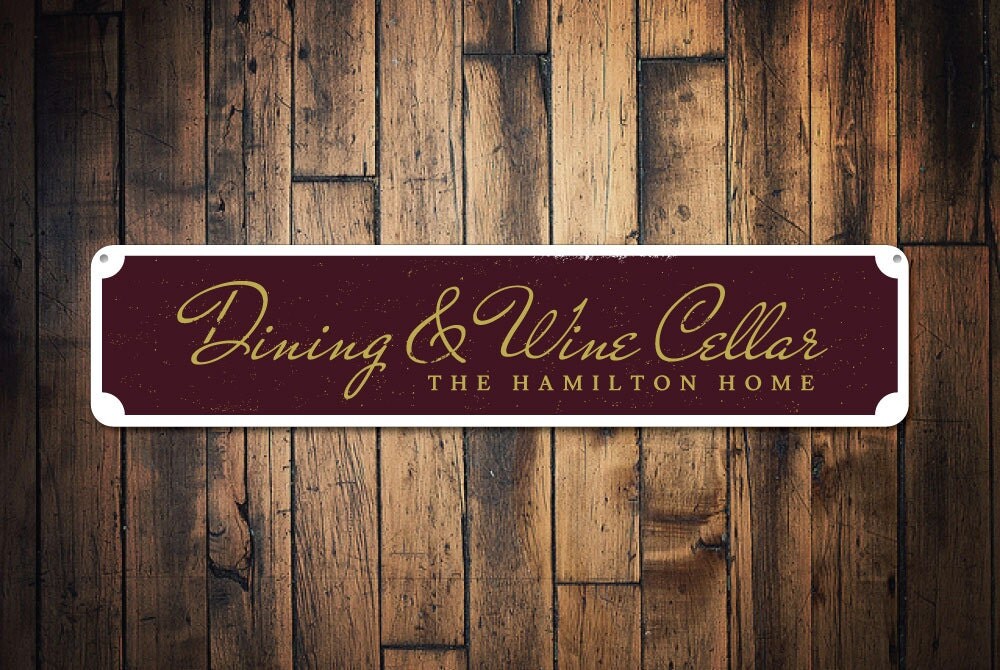 Dining & Wine Cellar Sign Personalized Family Name Bar Sign