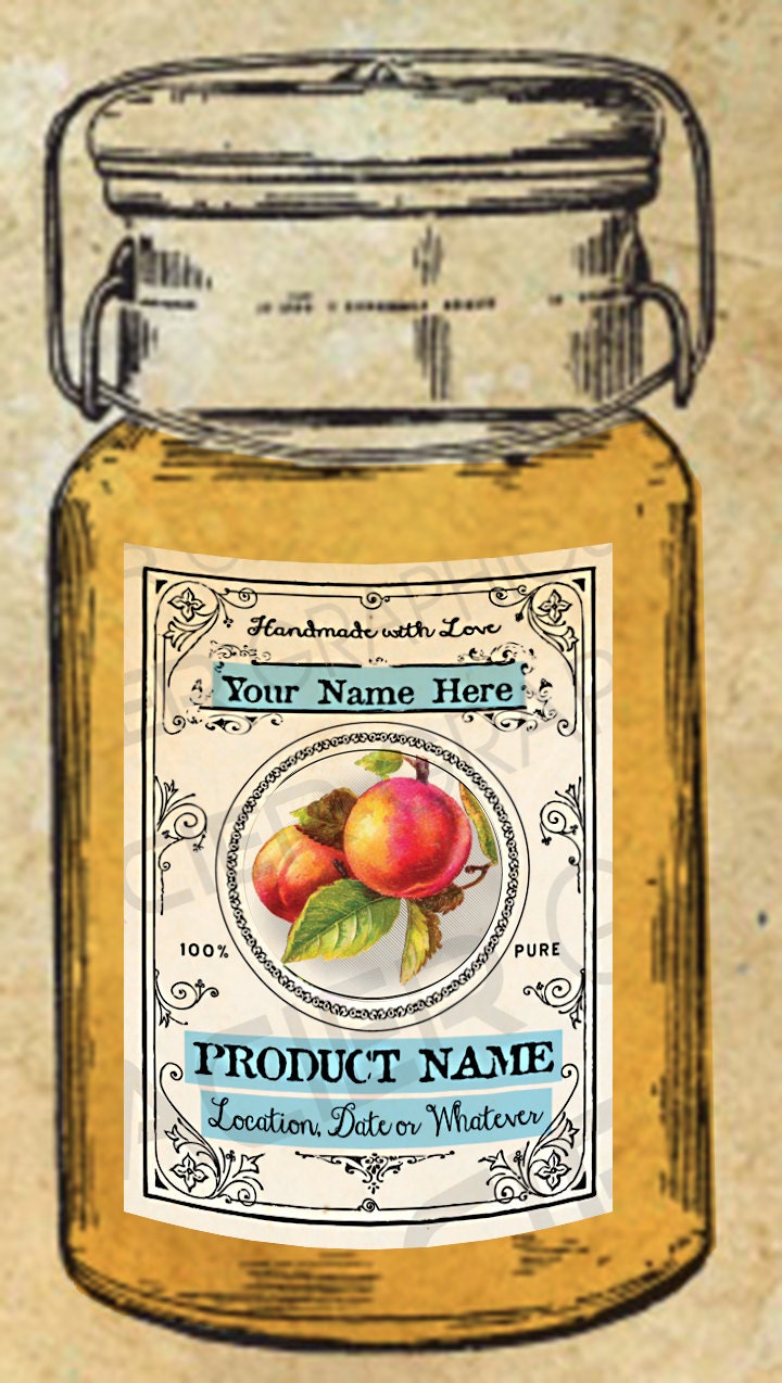 Editable Peaches Label Peaches Jam Label Peach Canning Tags