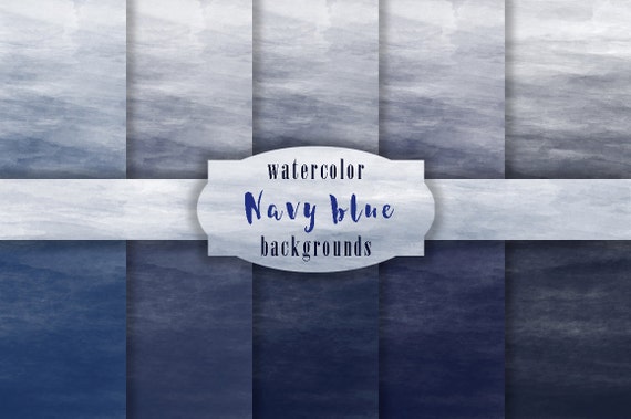 Dark Blue Ombre Watercolor Digital Paper set 6 Digital