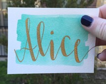 Unique watercolor name card related items | Etsy