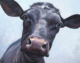 Red Cow Art Print Just Before Sunset Painting by Dottie