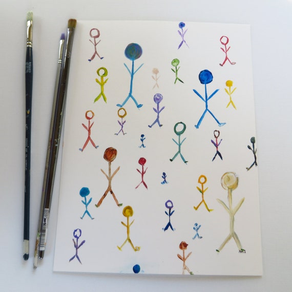 Stick figures art Original acrylic abstract painting