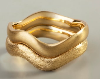 Gold wave ring | Etsy