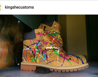 Painted timberlands | Etsy