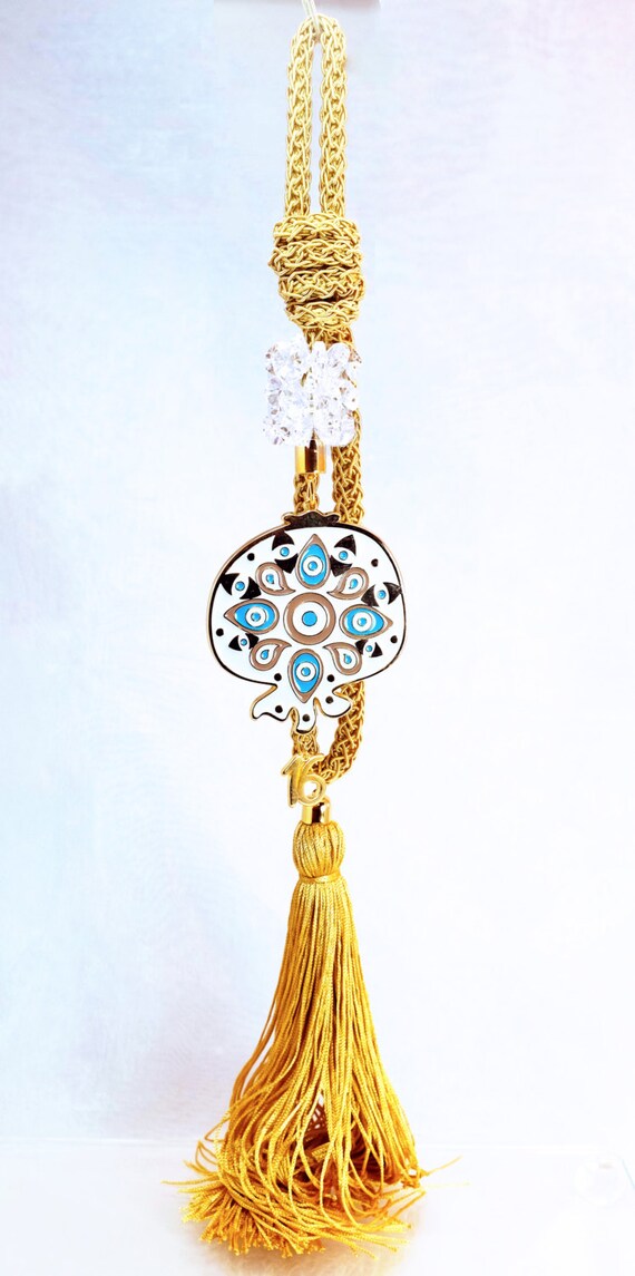 Greek Yellow Gift Good Luck Charm with Pomegranate and Blue