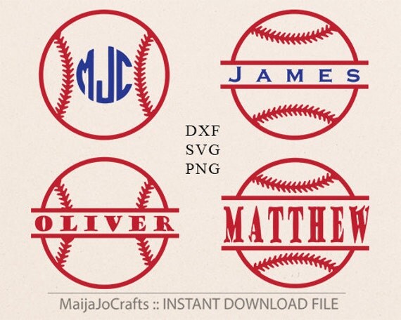 Baseball Split monogram SVG cut files DXF file instant