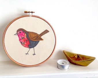Robin embroidery | Etsy