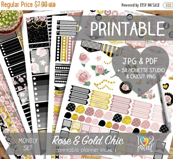 50% SALE Rose & Gold Chic Printable Planner by ilove2print on Etsy