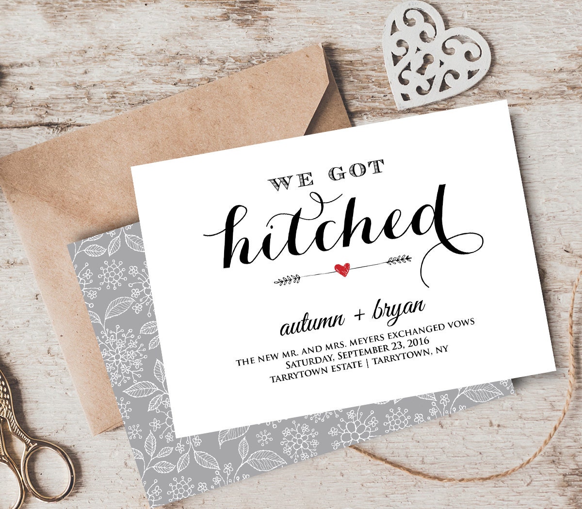 Elope Announcement DIY Wedding Elopement Printable We Got Hitched 
