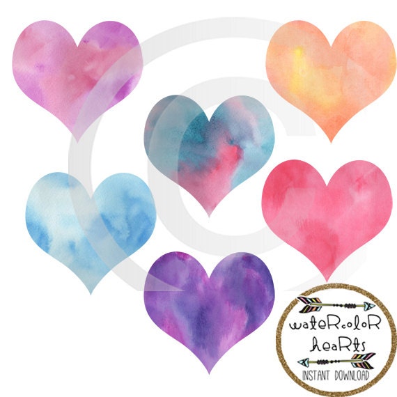 Watercolor heart clipart watercolor hearts clip art by luxeprairie