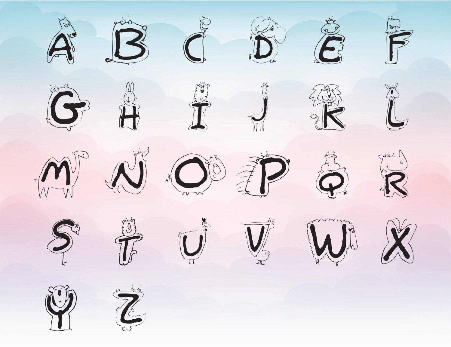 Lettres animaux police mignon drôle fichiers pour