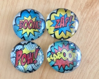 Items similar to Custom Comic Magnet Set, Superhero Magnets, Glass ...
